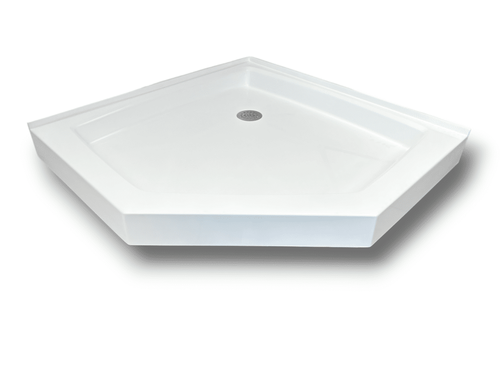 42"x42" NEO Angle Shower Base - Ultra White - The Marble Factory