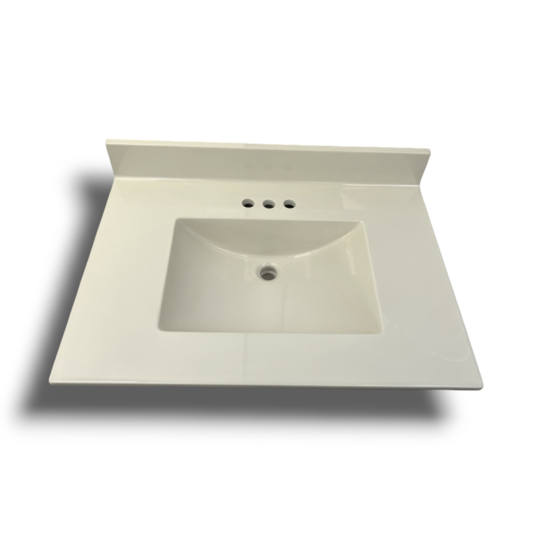 31" x 22" Marble Top with Wave Basin - Solid Bone - The Marble Factory