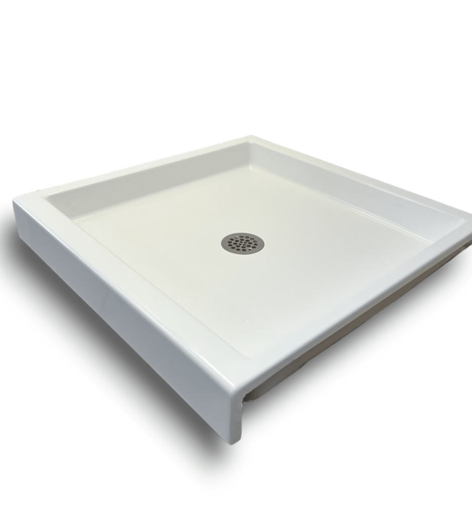 32"x32" Single Threshold Shower Base with Centre Drain - Ultra White ...