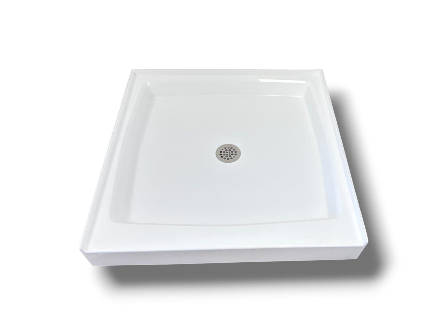 36"x36" Single Threshold Shower Base with Centre Drain - Ultra White ...